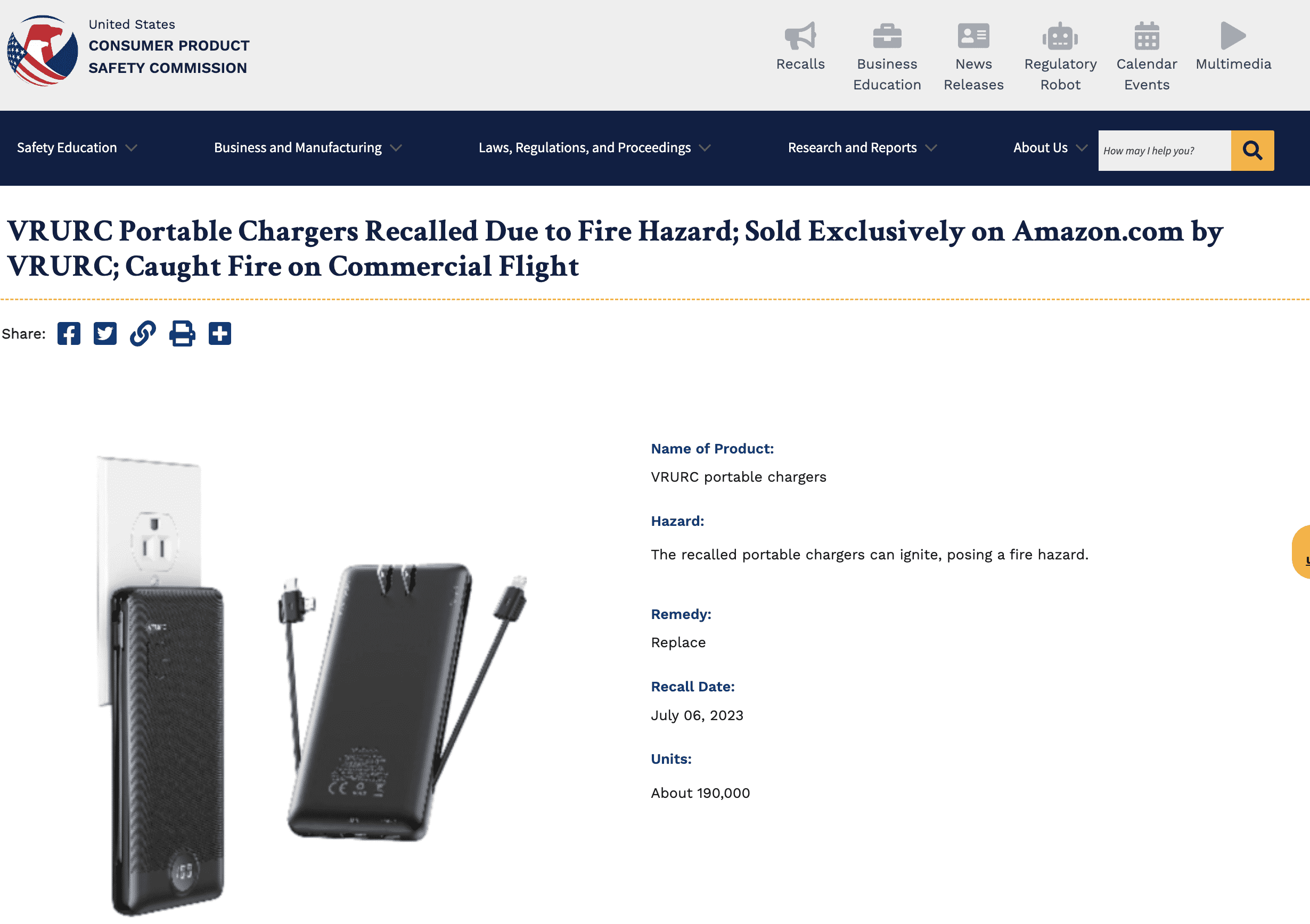 VRURC Portable Chargers Recalled: Protect Your Devices [Fire Hazard Alert]